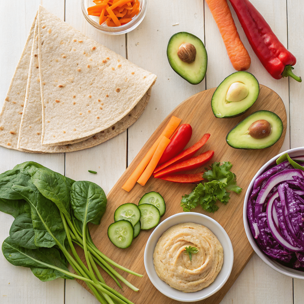 Low-Cal Hummus Veggie Wraps Recipe | Healthy Lunch Ideas