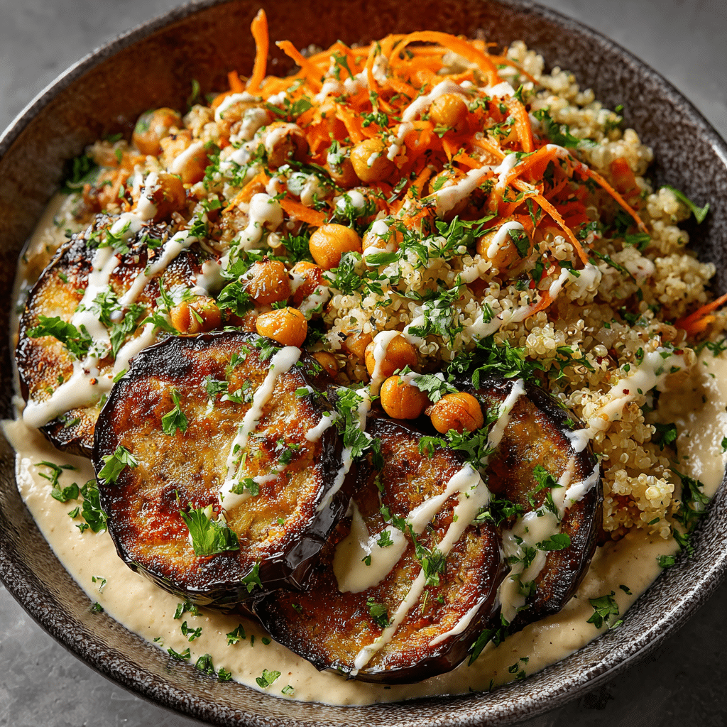 Roasted Eggplant Tahini Bowl Recipe