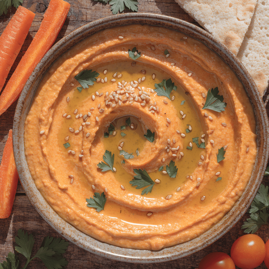 Roasted Carrot Hummus Dip Recipe