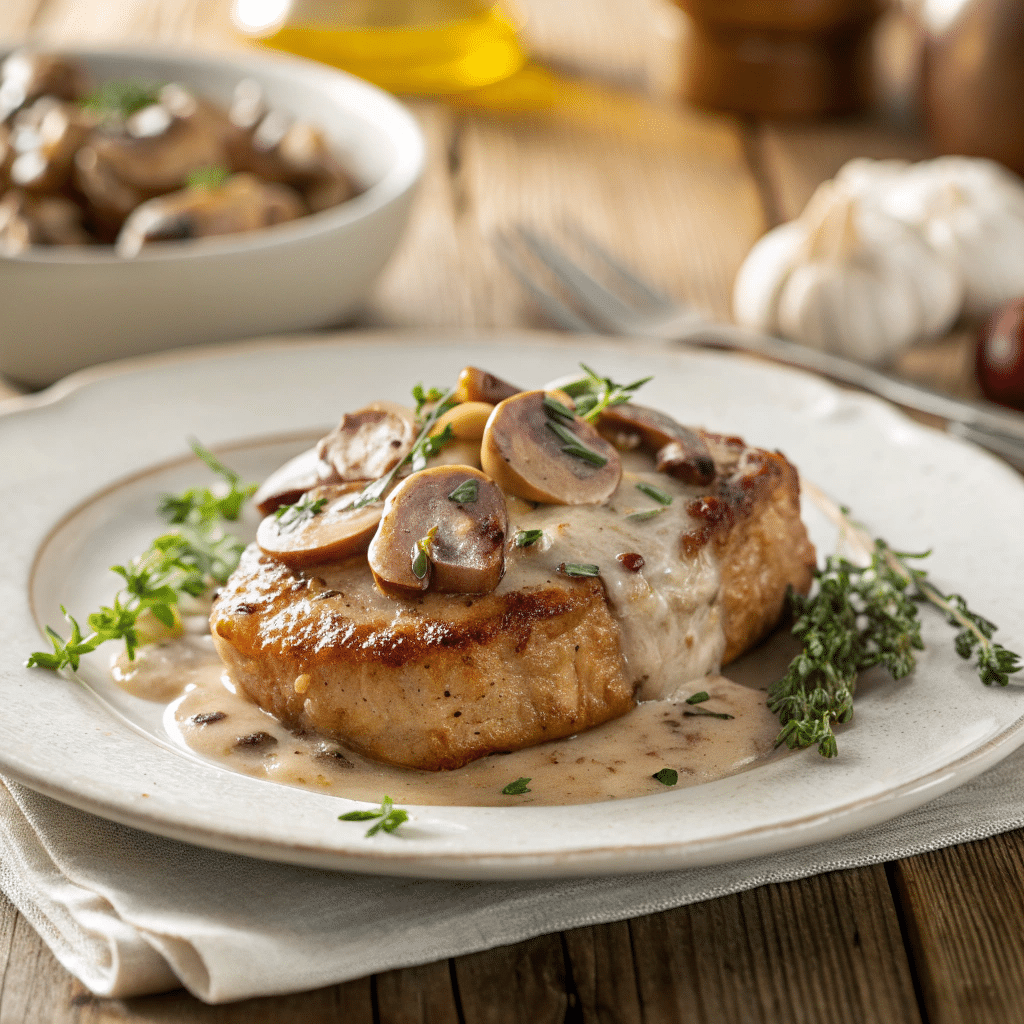 Keto Mushroom Garlic Pork Chops Recipe